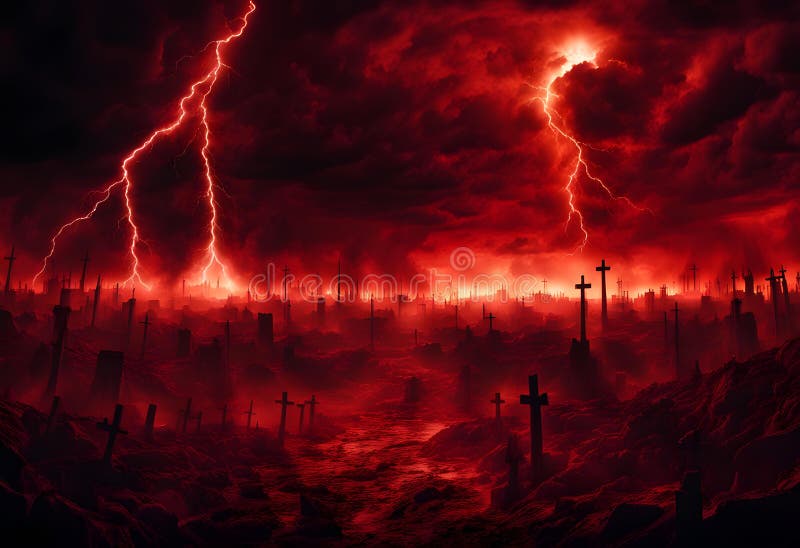 Dramatic Religious Background - Hell Realm, Bright Lightnings in Dark ...