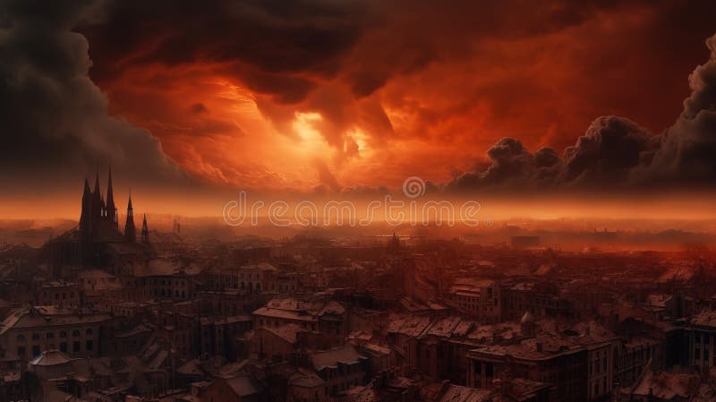 Dramatic Religious Background - Hell Realm, Bright Lightnings in Dark ...