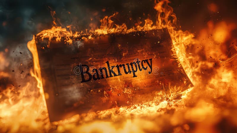 Dramatic Bankruptcy Symbolism: Financial Document in Flames Conceptual ...