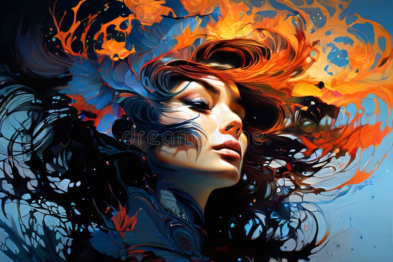 Dramatic Representation of Woman Highlighted by Vibrant Colors and ...
