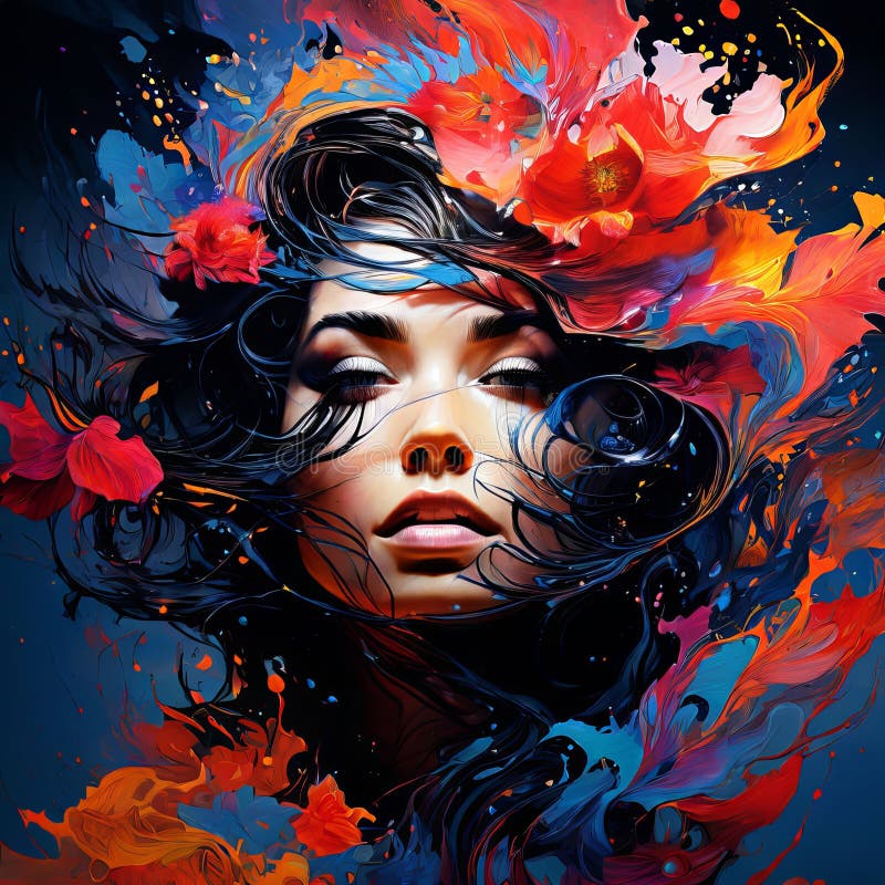 Dramatic Representation of Woman Highlighted by Vibrant Colors and ...