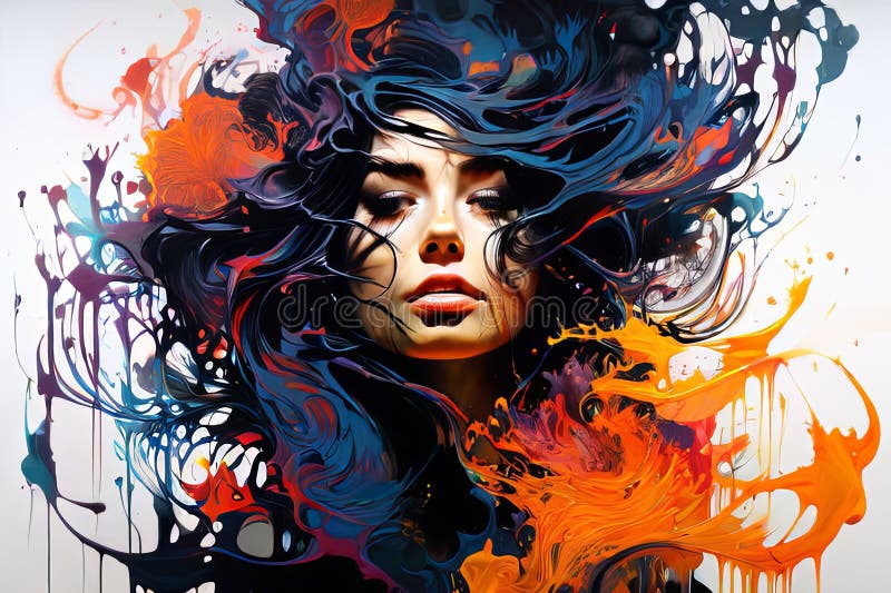 Dramatic Representation of Woman Highlighted by Vibrant Colors and ...