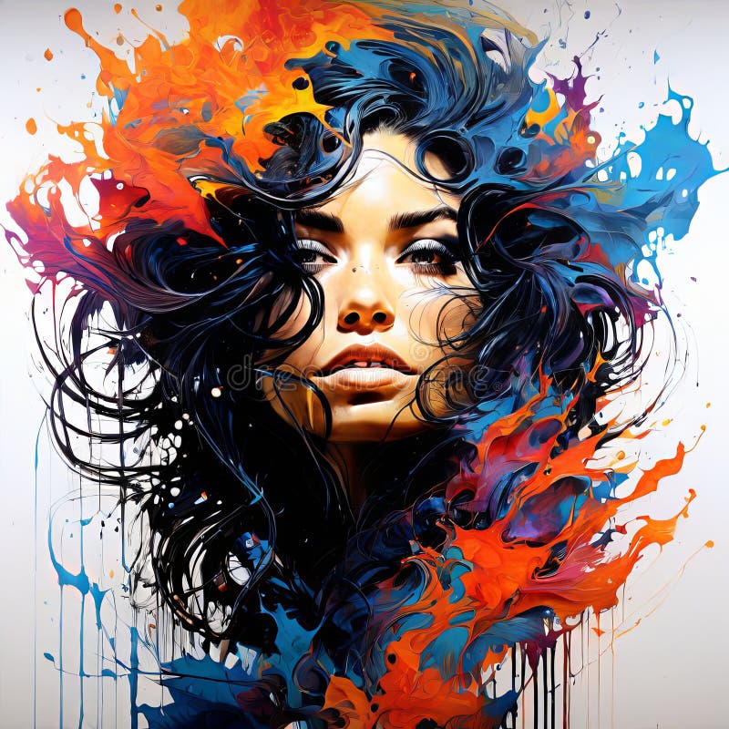 Dramatic Representation of Woman Highlighted by Vibrant Colors and ...