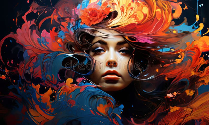 Dramatic Representation of Woman Highlighted by Vibrant Colors and ...