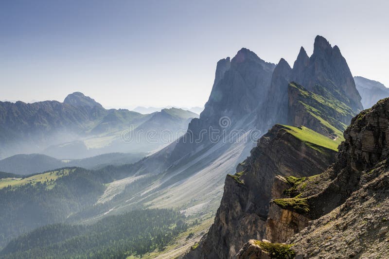 Dramatic Ridge of Seceda Peak in the Italian Dolomites Stock ...