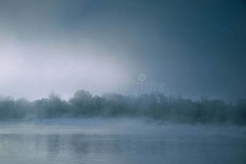 Dramatic river with fog stock photo. Image of daylight - 30717838