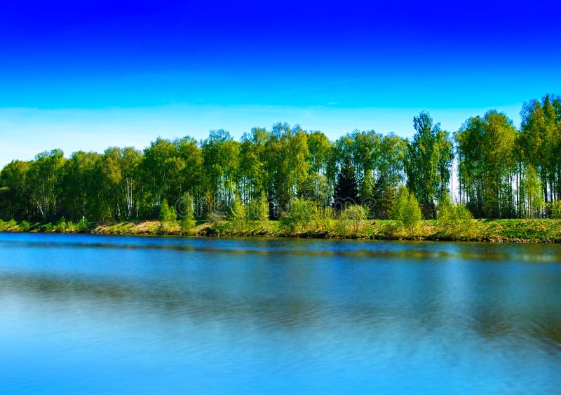 Dramatic River Forest Horizon Backdrop Stock Photo - Image of outdoor ...
