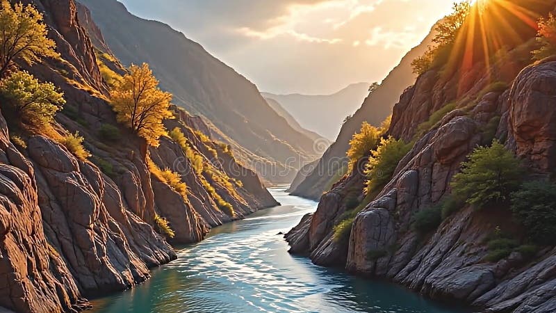 Dramatic River Gorge, Crystal Clear Water Slicing through Rugged ...