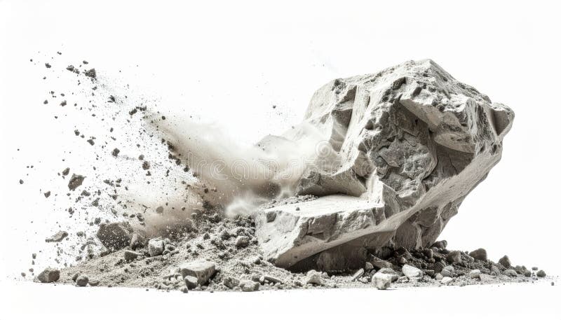 Dramatic Rock Explosion, Stone Dust Particles from Sculpture Carving ...