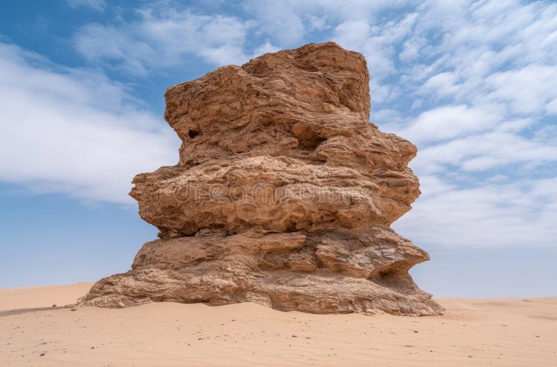 Dramatic Rock Formation in Desert Landscape Stock Illustration ...