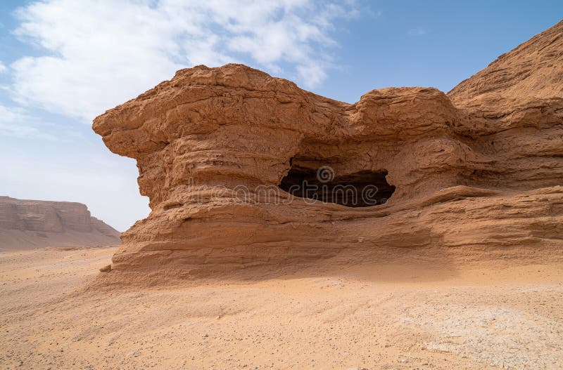 Dramatic Rock Formation in Desert Landscape Stock Illustration ...