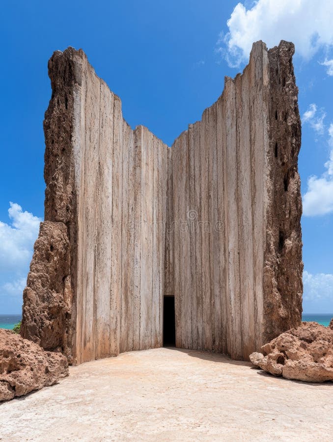 Dramatic Rock Formation with a Path Leading through Stock Illustration ...