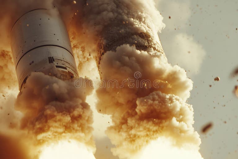 A Dramatic Rocket Launch with Thick Smoke Plumes Billowing into the Sky ...