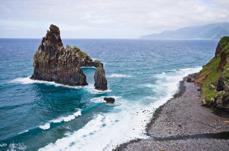 Dramatic Rocks on Coast of Madeira, Portugal Stock Photo - Image of ...