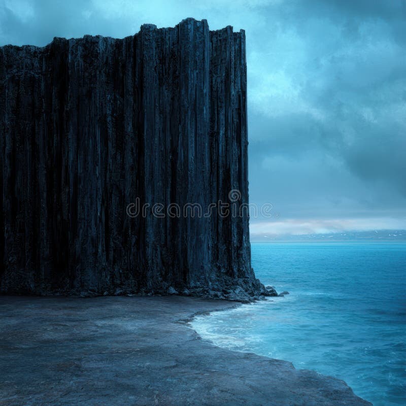 Dramatic Rocky Cliffs Overlooking a Tranquil Blue Sea Stock ...