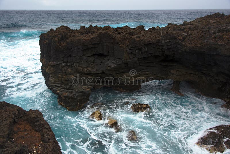 Dramatic Rocky Beach Landscape Stock Photo - Image of surf, cliffs ...