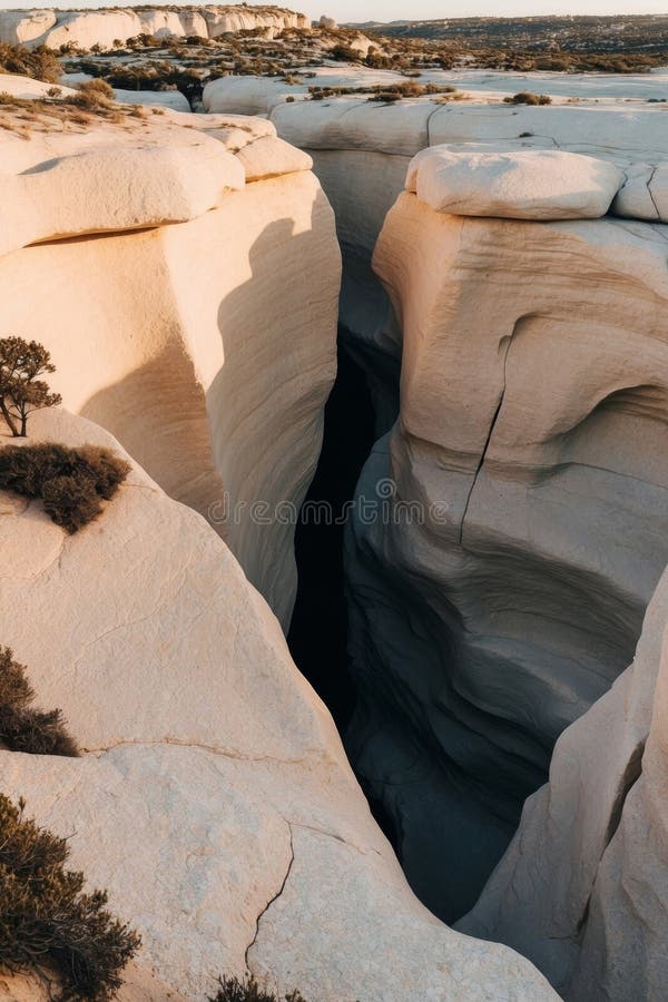 Dramatic Rocky Landscape with a Deep Crevice. Stock Photo - Image of ...