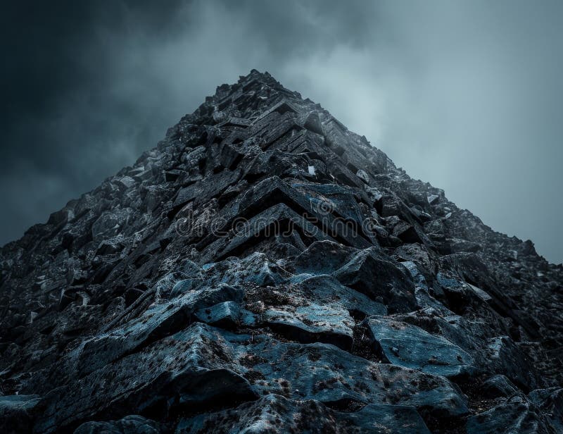 Dramatic Rocky Mountain Landscape Under Stormy Sky Stock Illustration ...
