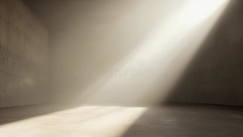 Dramatic Room Interior with Bright Sunlight Beam Illuminating Texture ...