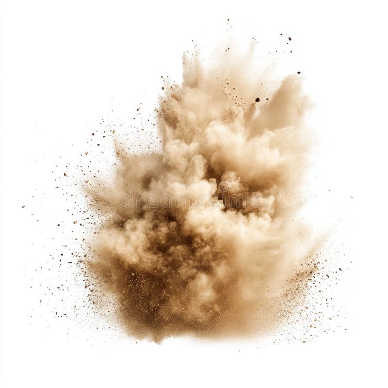 Dramatic Sand Explosion Isolated on White Background Stock Illustration ...