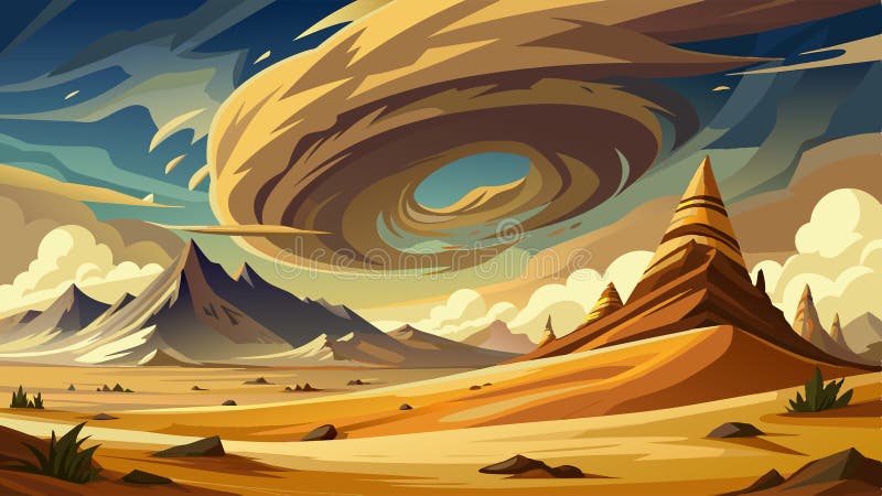Dramatic Sand Storm in Desert, Background, Digital Art Stock Vector ...