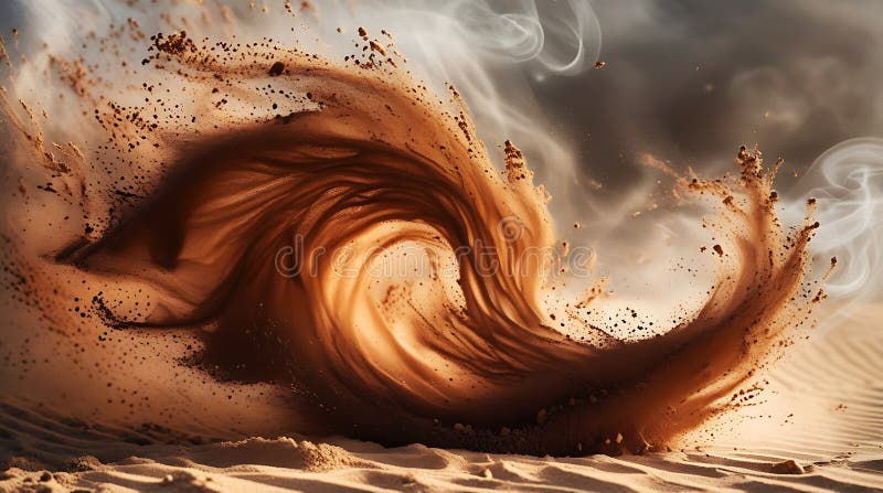 Dramatic Sand Wave Captured in Mid-Air Stock Illustration ...
