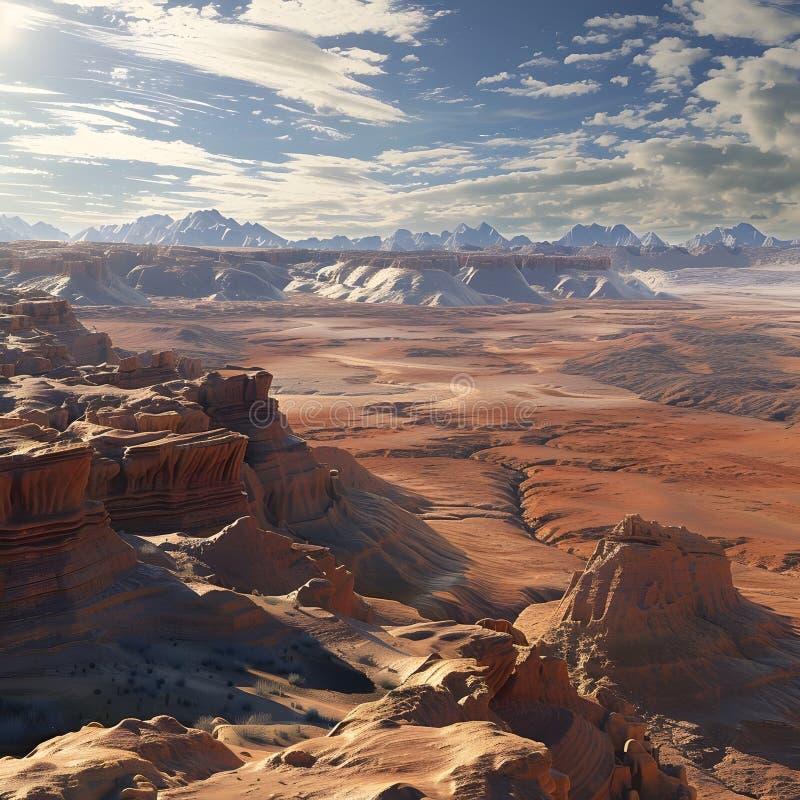 Dramatic Sandstone Formations in Expansive Desert Landscape with ...