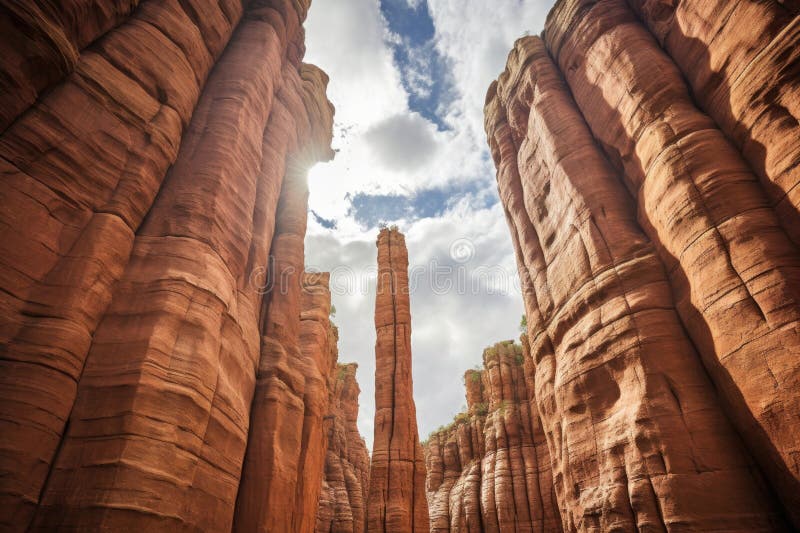 Dramatic Sandstone Pillars Reaching Skyward Stock Illustration ...