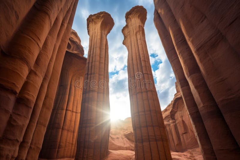 Dramatic Sandstone Pillars Reaching Skyward Stock Illustration ...