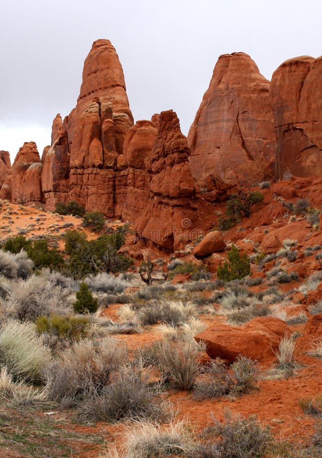 Dramatic Sandstone Rock Formations in Arches National Park Stock Photo ...