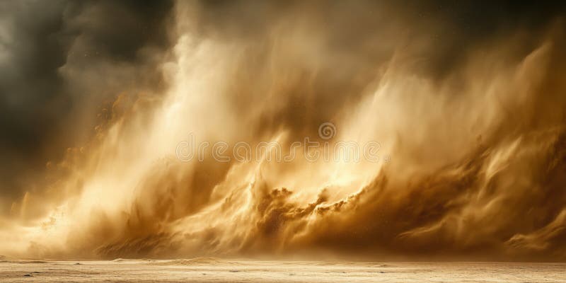 Dramatic Sandstorm Waves in Desert Landscape with Dark Clouds Stock ...