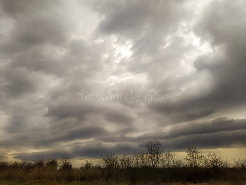 Dark Sky with Scary Clouds before a Thunderstorm, Natural Background ...