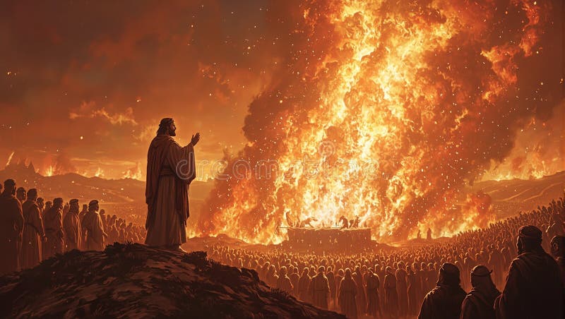 Dramatic Scene As Elijah Prays Fire Consumes Altar Prophets Defeated ...