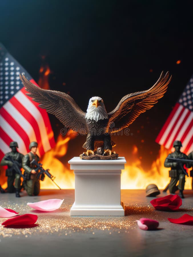Dramatic Scene of a Bald Eagle Standing on Top of a Podium, Ai ...