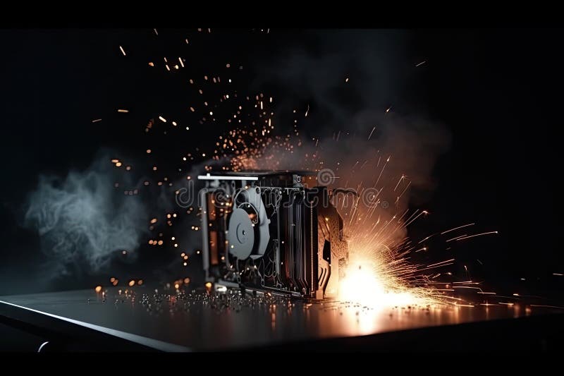 Dramatic Scene of Computer Components Undergoing Intense Overclocking ...