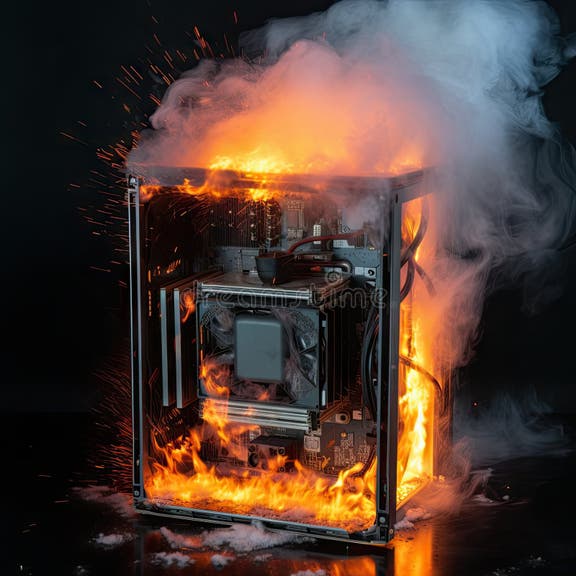Dramatic Scene of Computer Components Undergoing Intense Overclocking ...