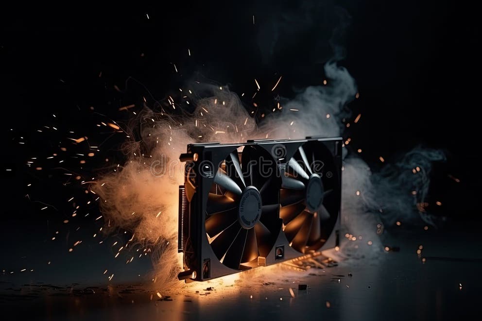 Dramatic Scene of Computer Components Undergoing Intense Overclocking and Overheating Stock ...