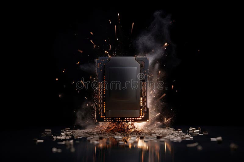 Dramatic Scene of Computer Components Undergoing Intense Overclocking ...