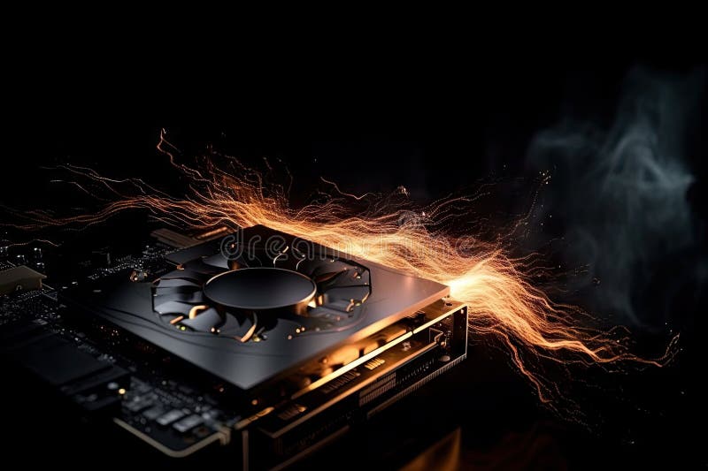 Dramatic Scene of Computer Components Undergoing Intense Overclocking ...