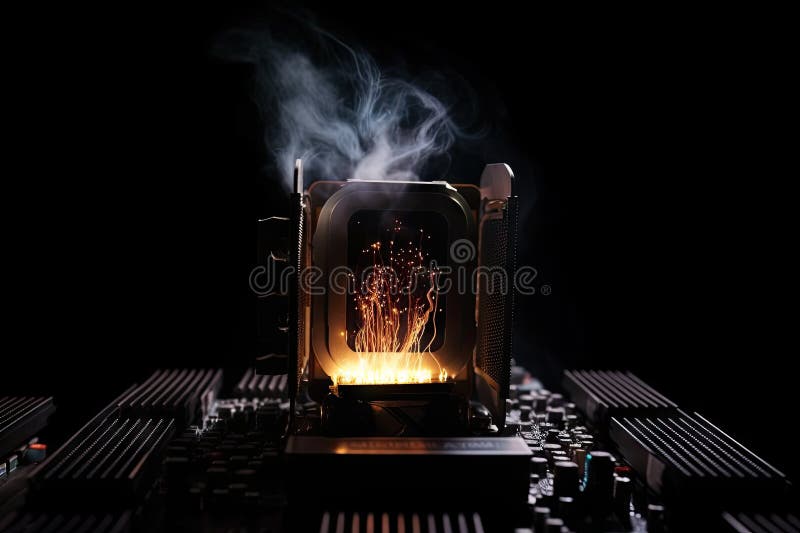 Dramatic Scene of Computer Components Undergoing Intense Overclocking ...