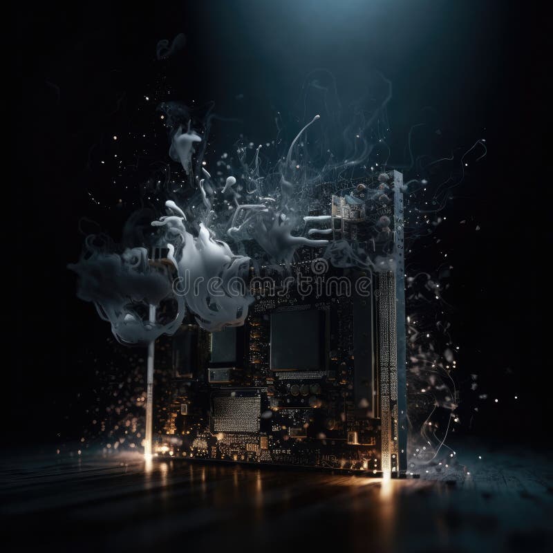 Dramatic Scene of Computer Components Undergoing Intense Overclocking ...