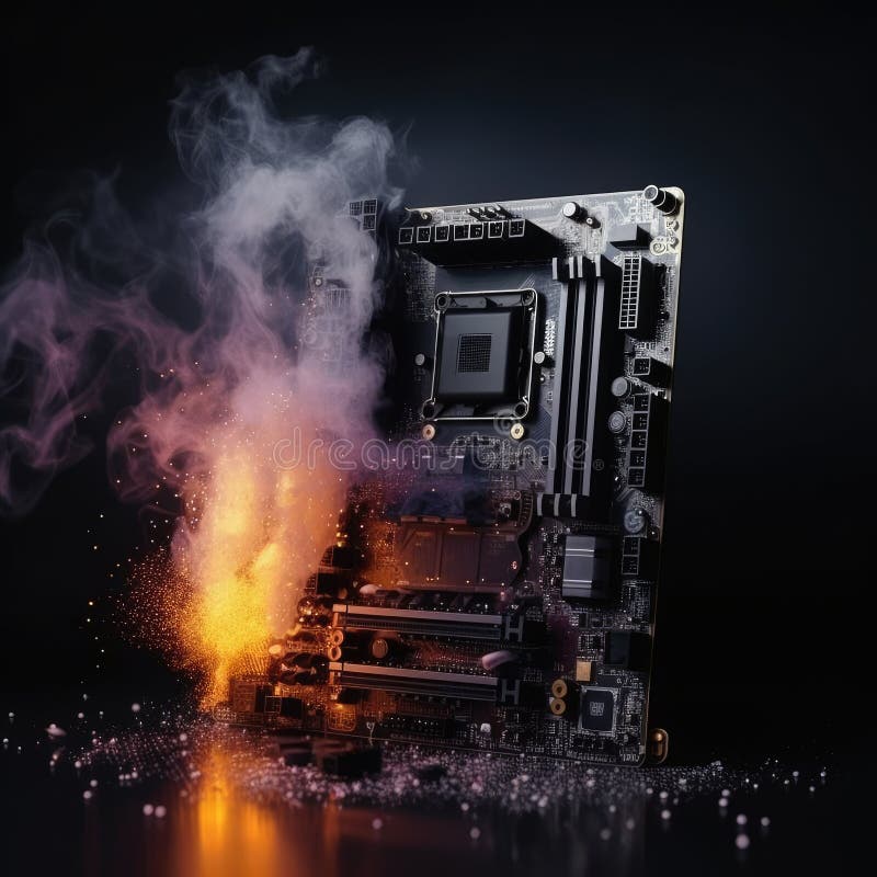 Dramatic Scene of Computer Components Undergoing Intense Overclocking ...