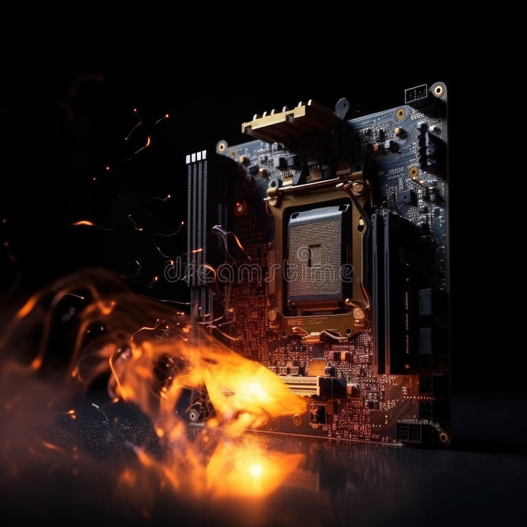 Dramatic Scene of Computer Components Undergoing Intense Overclocking ...
