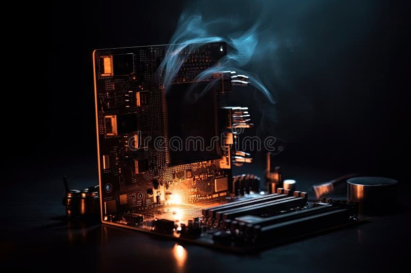 Dramatic Scene of Computer Components Undergoing Intense Overclocking ...