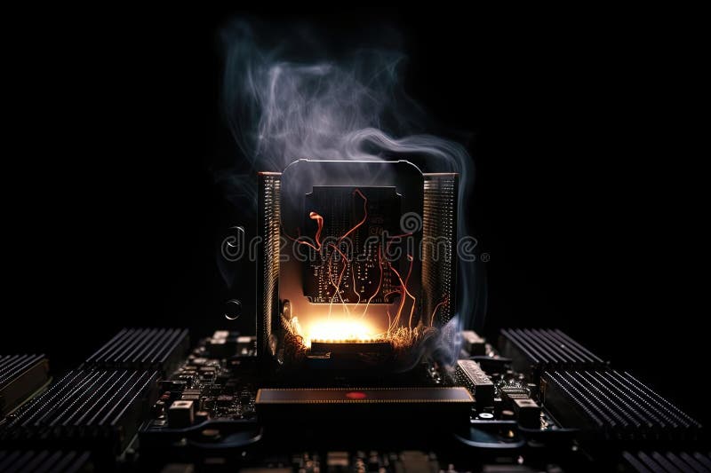 Dramatic Scene of Computer Components Undergoing Intense Overclocking ...