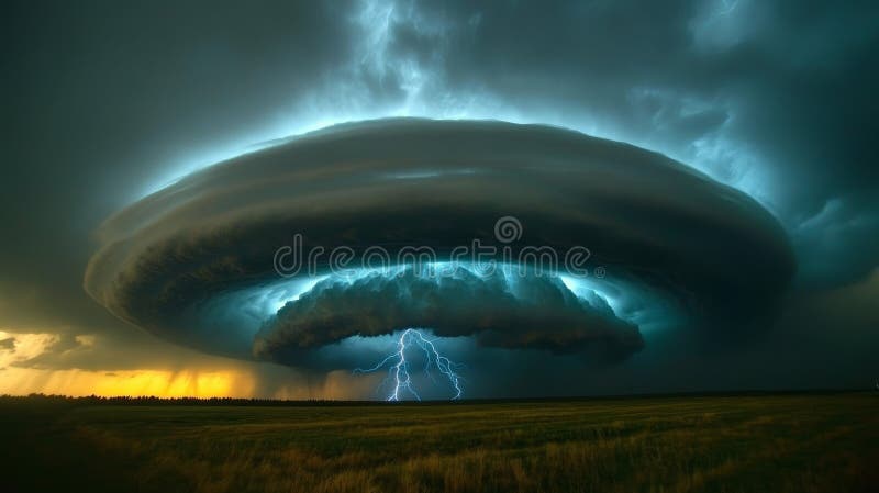 A Dramatic Scene Concept Featuring a Powerful Tornado Funnel Cloud in a ...