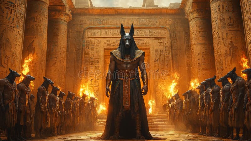 Ancient Egyptian Anubis in a Ceremonial Setting Generative AI Stock ...