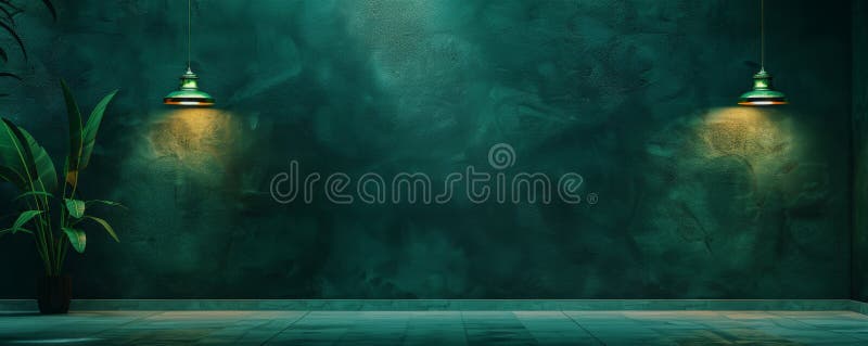 A Dramatic Scene of an Empty Wall Painted in Deep Forest Green, with a ...
