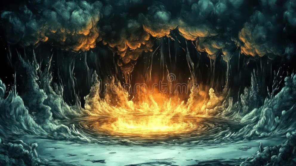 Fiery Abyss: Infernal Vortex of Fire and Shadow Stock Illustration ...