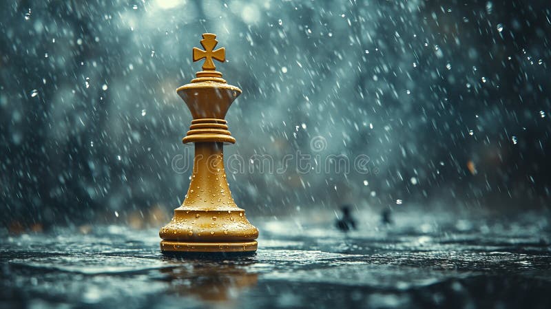 A Dramatic Scene Features a Chess King Piece with a Blurred Background ...